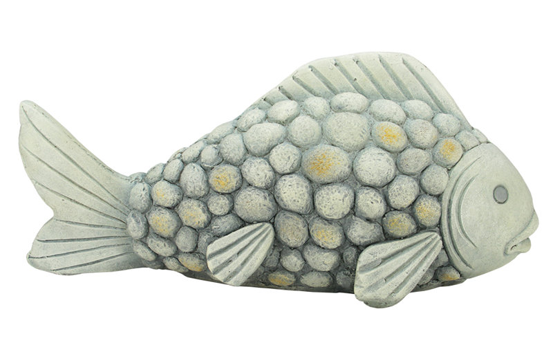 Northlight 19" Weathered Light Sea Blue Stone-Inspired Koi Fish Outdoor ...