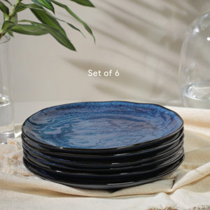 Porto Brasil Organic Stoneware Denim Dinner Plate, 10.4" (Set Of 6 ...