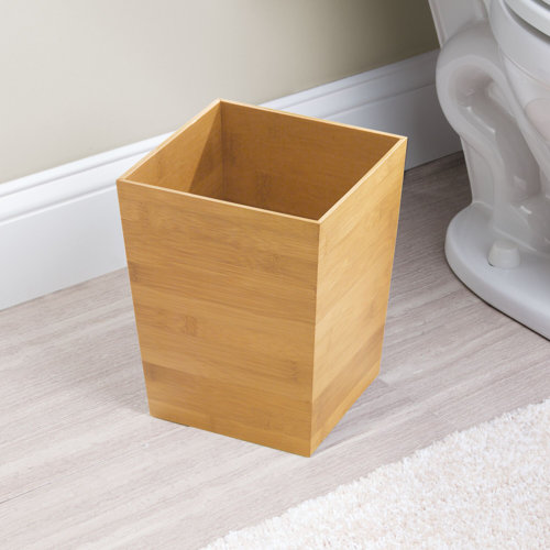 Ebern Designs Sarujan 2.5 Gallons Solid Wood Open Waste Basket ...