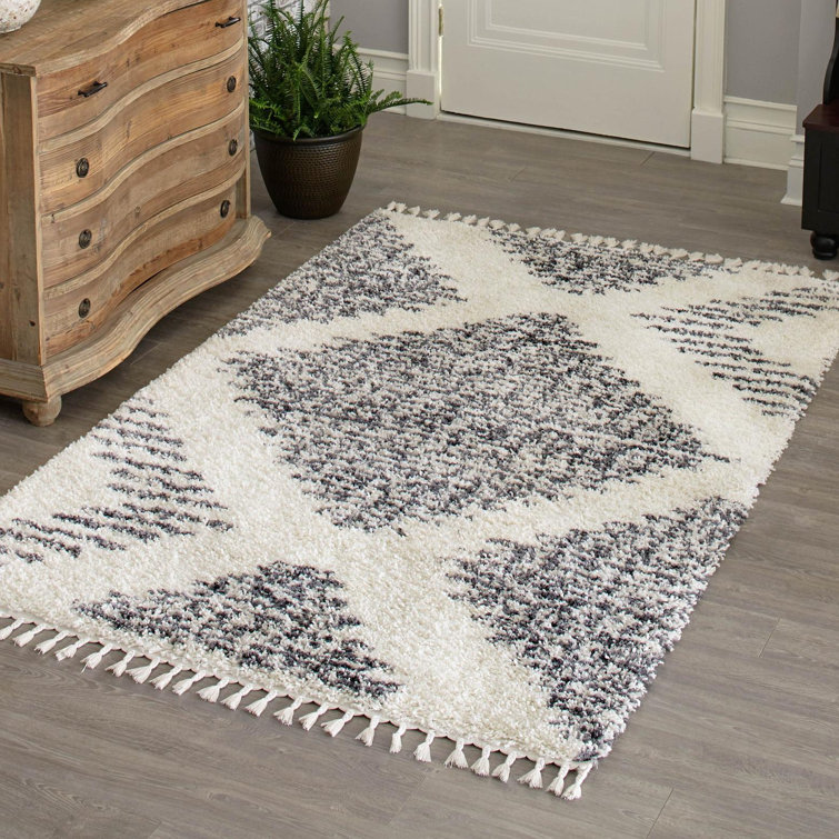 Steelside™ Rodney Geometric Gray/White Area Rug & Reviews | Wayfair