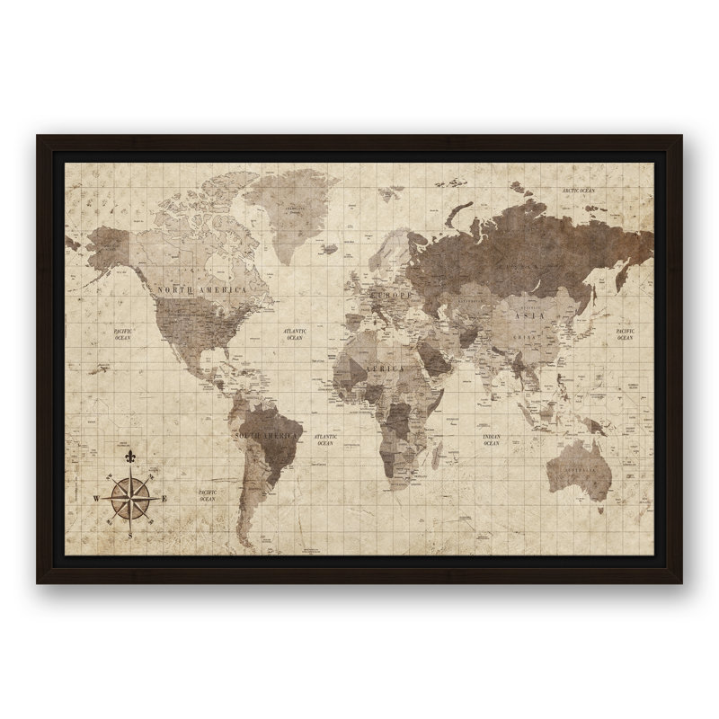 Three Posts™ Distressed World Map - Graphic Art on Canvas & Reviews ...