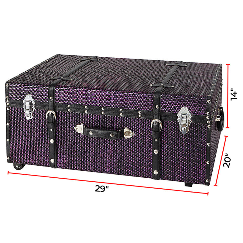 DormCo Texture Brand Designer Trunk with Wheels - Woven Rattan ...