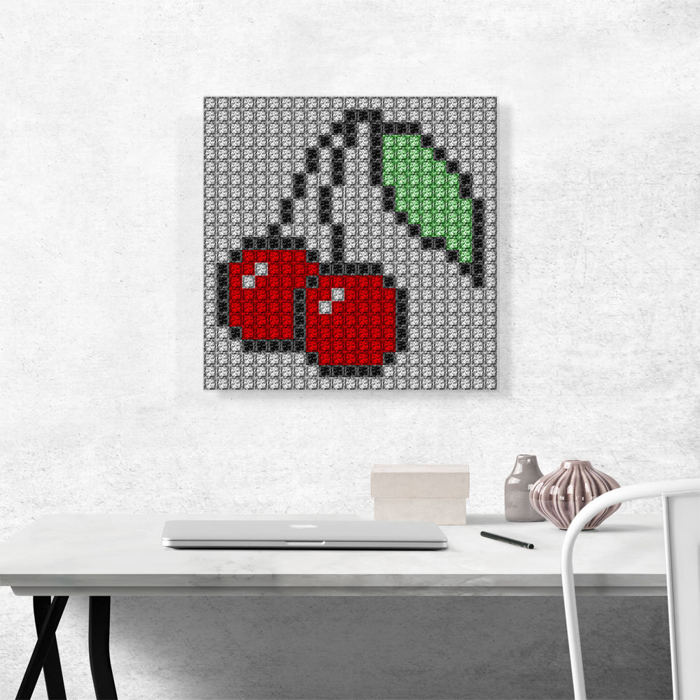 ARTCANVAS Red Cherry Fruit Emoticon Jewel Pixel - Wrapped Canvas ...