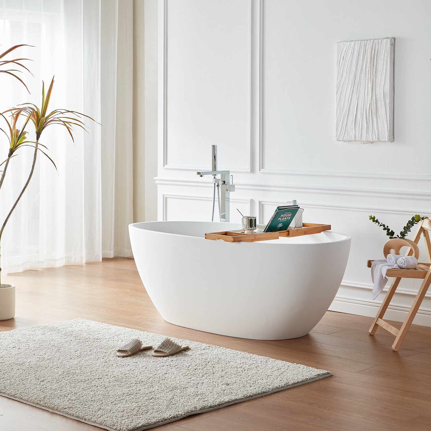 Pensen 63" x 30.71" Freestanding Soaking Solid Surface Bathtub | Wayfair