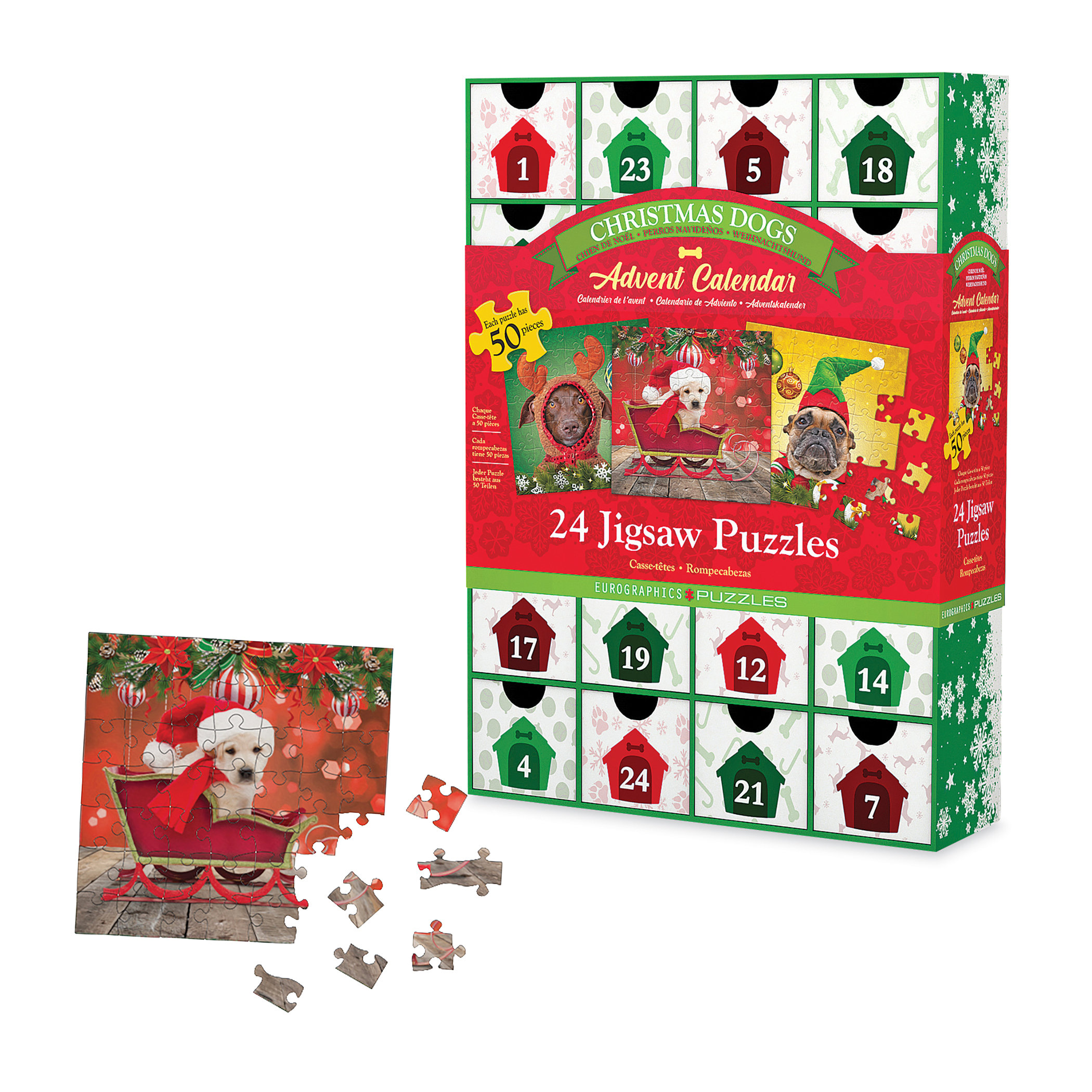 Winston Brands Christmas Pet Puzzle Advent Calendar - 24, 50-Piece ...
