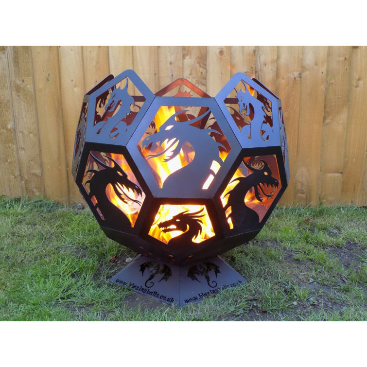 Blazing balls Fire Pits 60Cm H x 60Cm W Steel Wood Burning Outdoor Fire ...