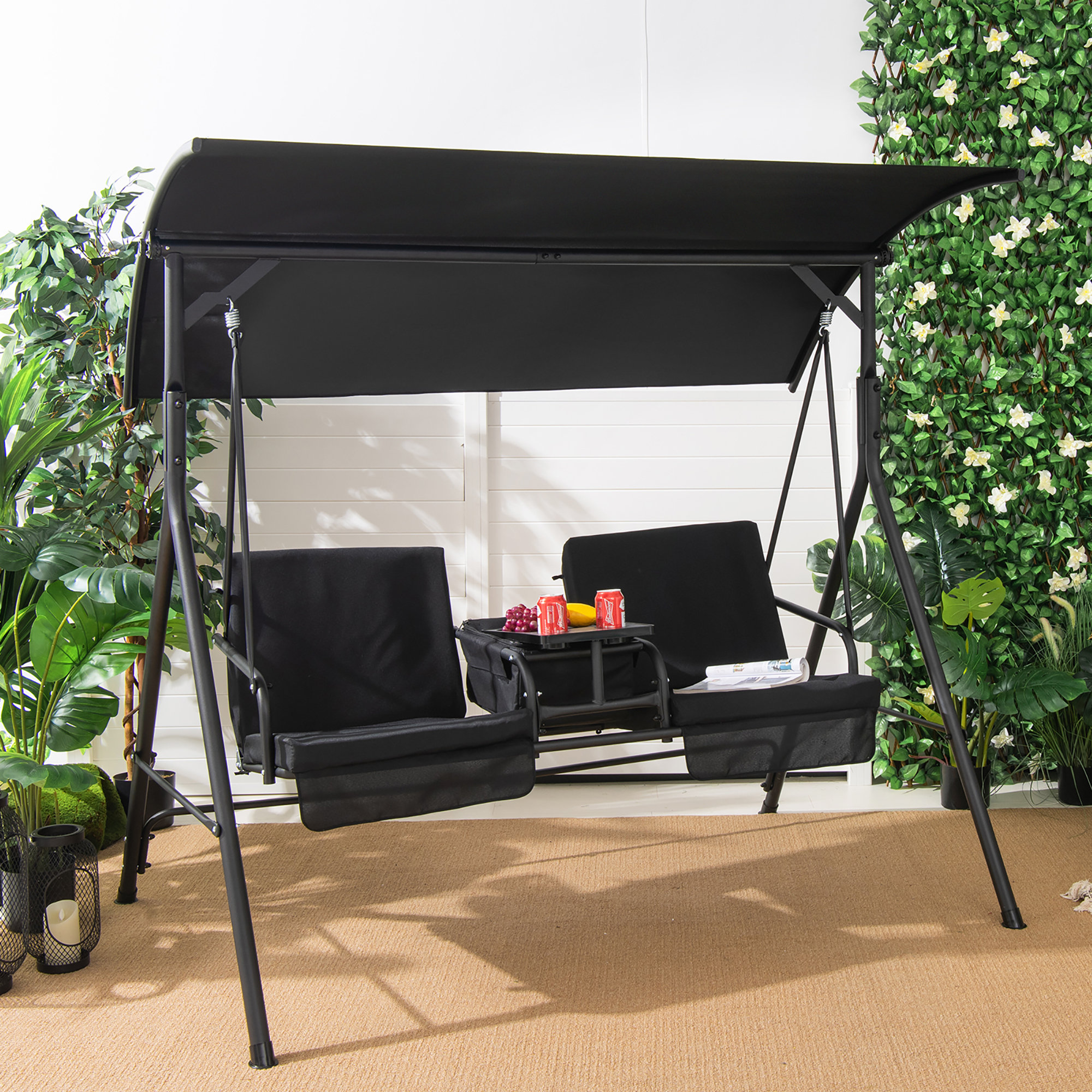 Arlmont & Co. Kayleene 2 Person Porch Swing with Canopy | Wayfair
