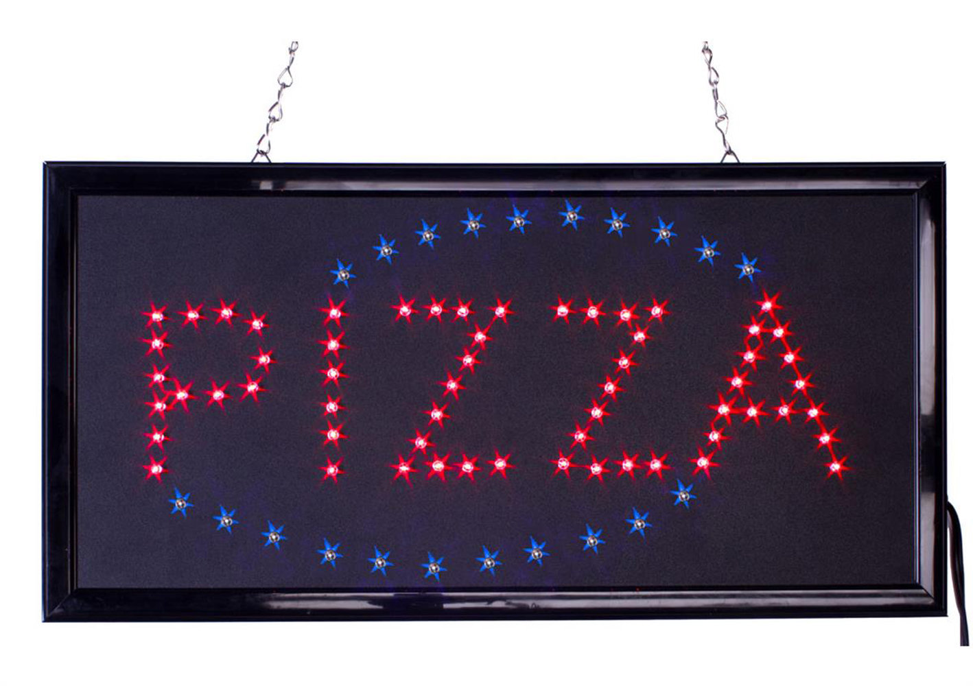 FixtureDisplays "Pizza" Animated Blue Steady Red LED Sign with Hanging ...