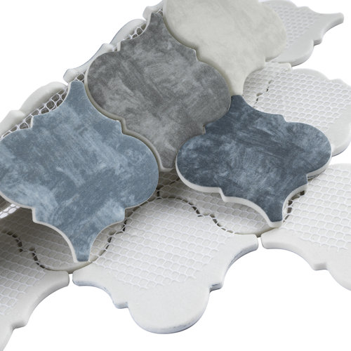 Supreme Tile Recycle 4" x 4" Glass Arabesque Fabric look Mosaic Wall ...