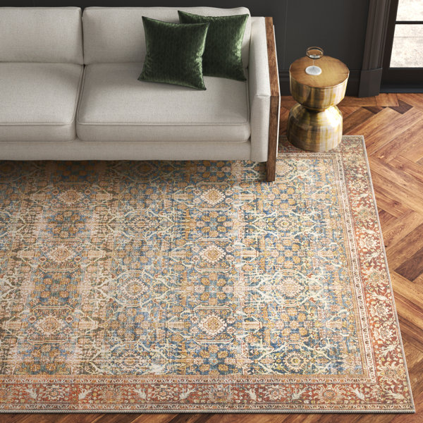 Joss & Main Pratt Performance Rust / Blue Rug & Reviews | Wayfair