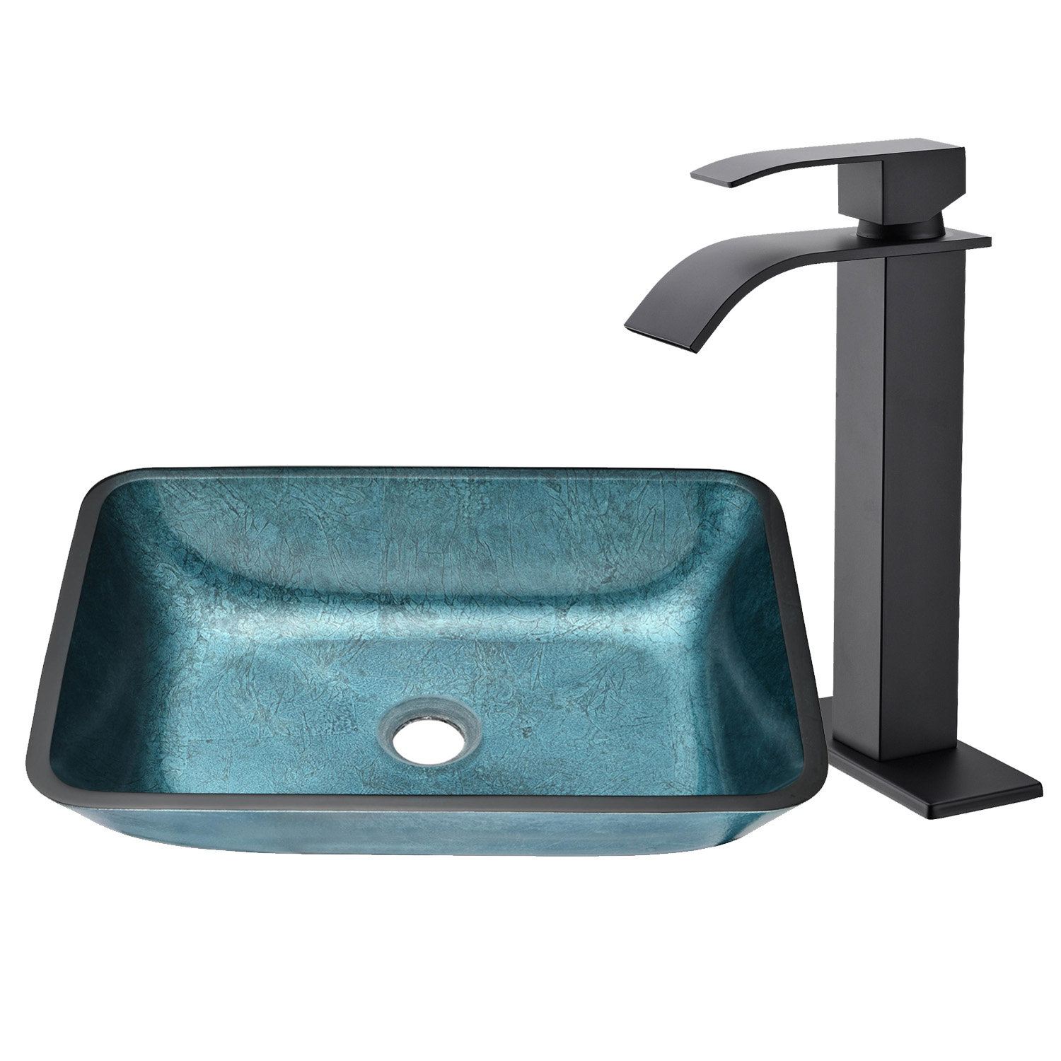 Lordear 18 in. Rectangular Glass Vessel Sink with Faucet | Wayfair