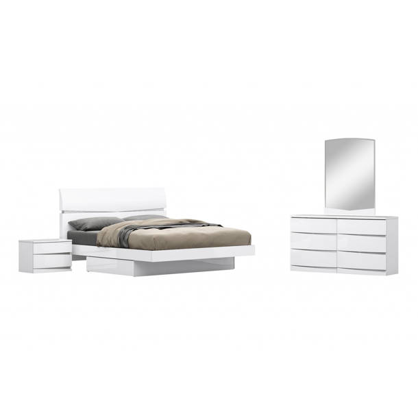 Orren Ellis Toto Upholstered Platform 4 Piece Bedroom Set | Wayfair