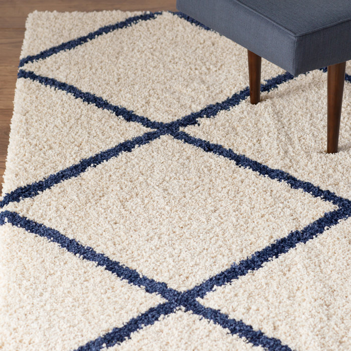 George Oliver Finkle Performance Ivory/Blue Rug & Reviews | Wayfair