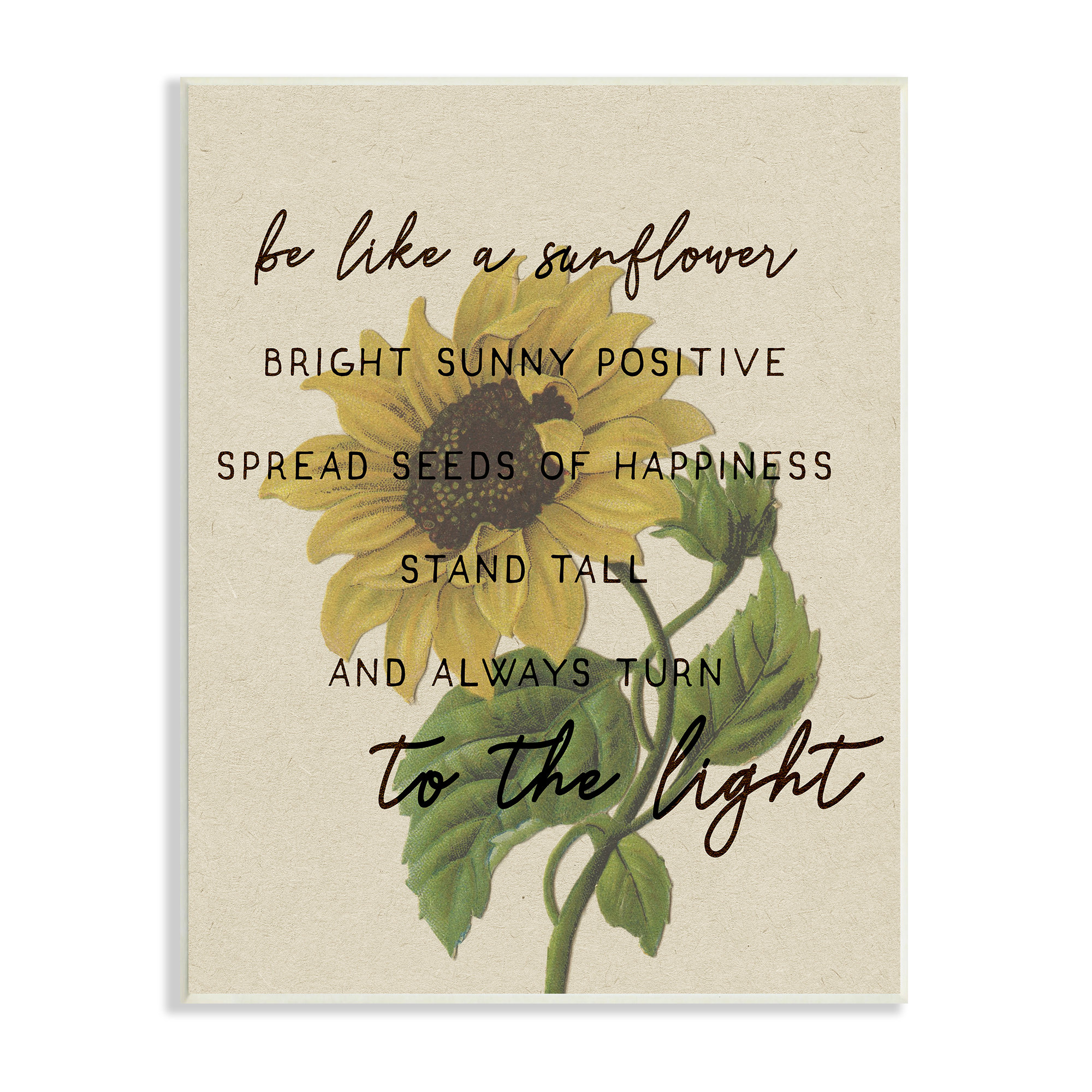 Stupell Industries Be Like A Sunflower Motivational Phrase Vintage ...