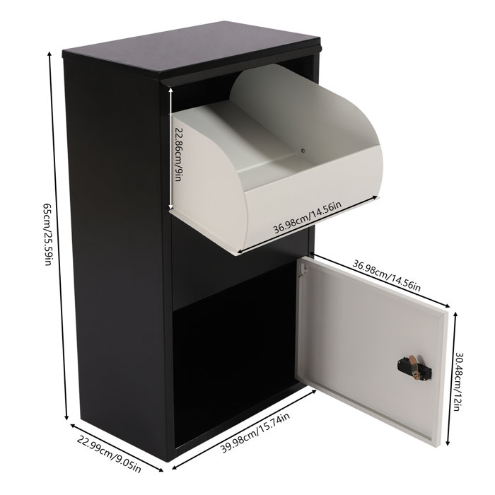 YaoTown Wall Mounted Parcel Drop Box, Large Capacity Code Lock (Black ...