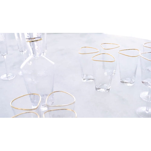 Global Views Hammered High Ball Glass-Clear w/Gold Rim & Reviews | Wayfair