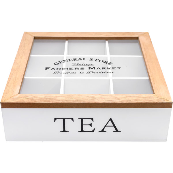 17 Stories Wooden General Store 9 Compartment Two Tone Tea Bag Coffee ...