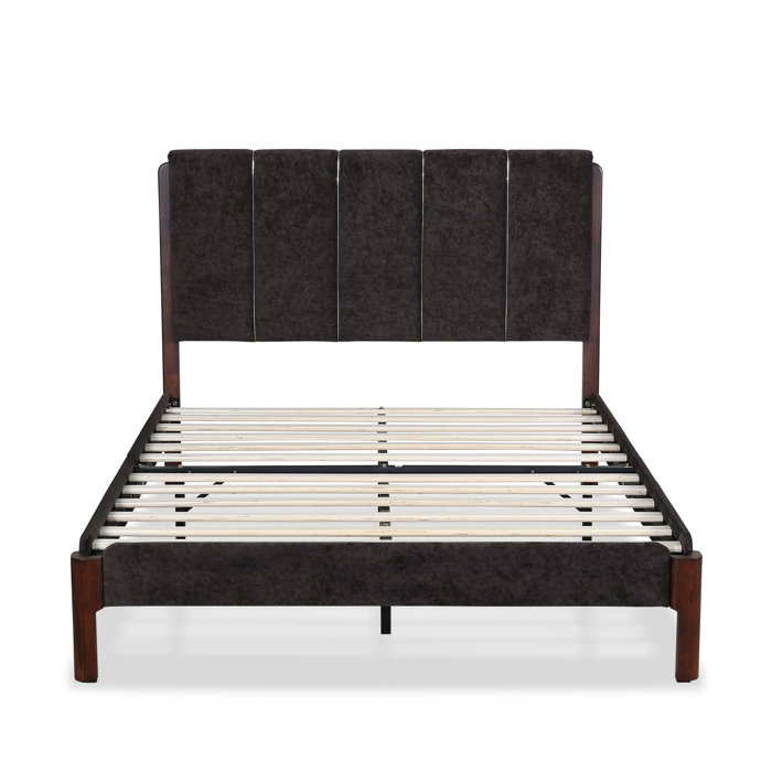 Latitude Run® Twin Solid Wood Upholstered Low Profile Platform Bed ...