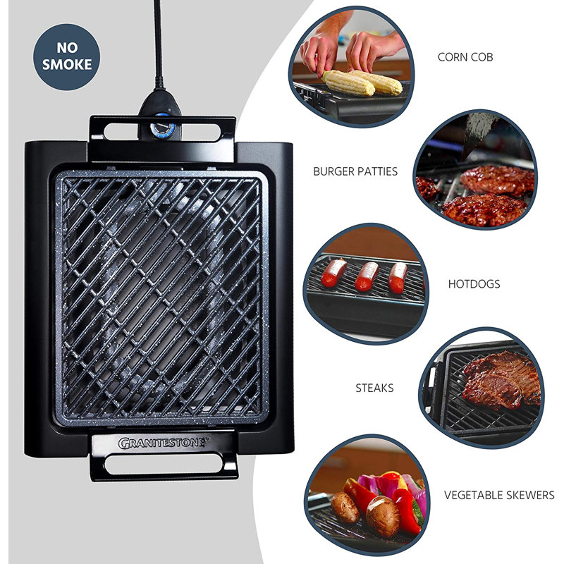 Granitestone Diamond Smokeless Indoor Non-Stick Electric Grill ...