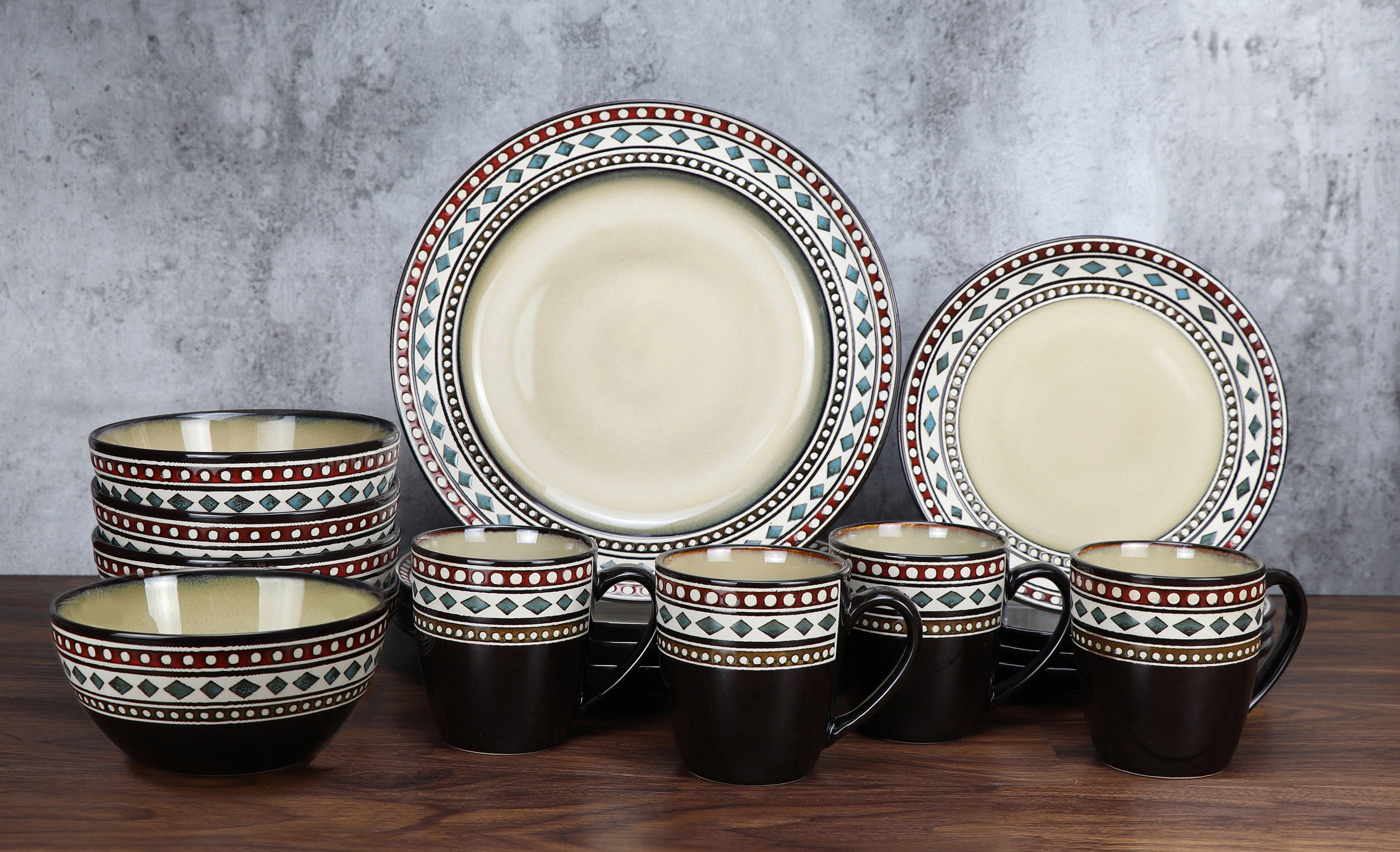 Lorren Home Trends Stoneware Dinnerware Set - Service for 4 & Reviews ...