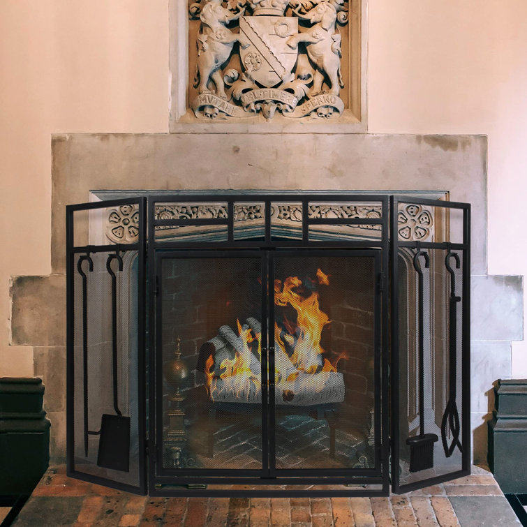 VonHaus 3 Panel Iron Fire Back | Wayfair.co.uk