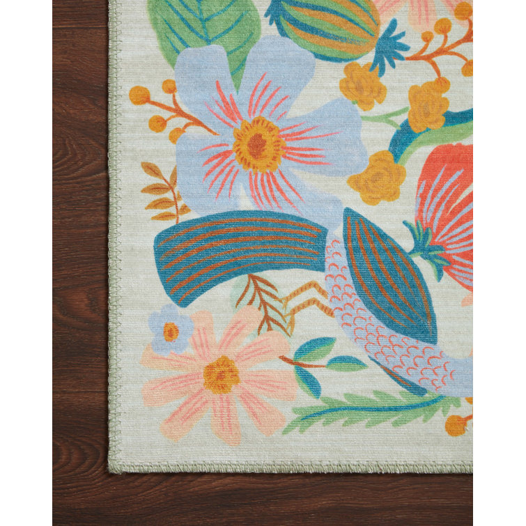 Rifle Paper Co. x Loloi Meadow MEA-03 Dovecote Mint Rug | Wayfair