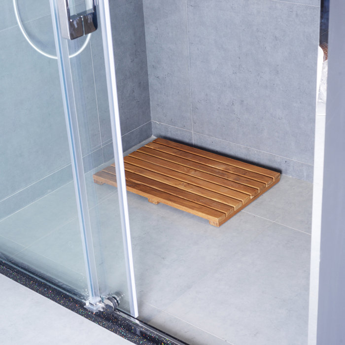 Highland Dunes Mccollough Teak & Wood Reversible Shower Mat & Reviews ...