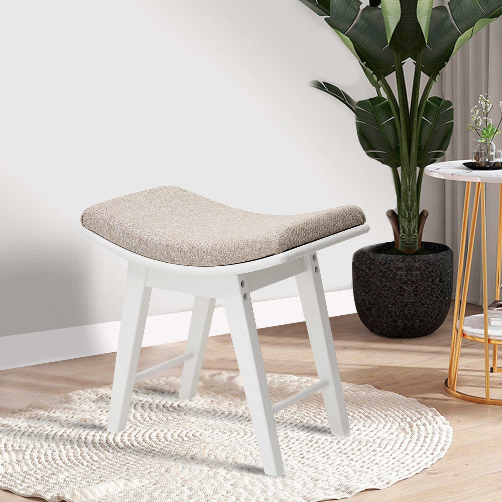 Red Barrel Studio® 15.7'' Tall Solid Wood Vanity Stool & Reviews | Wayfair