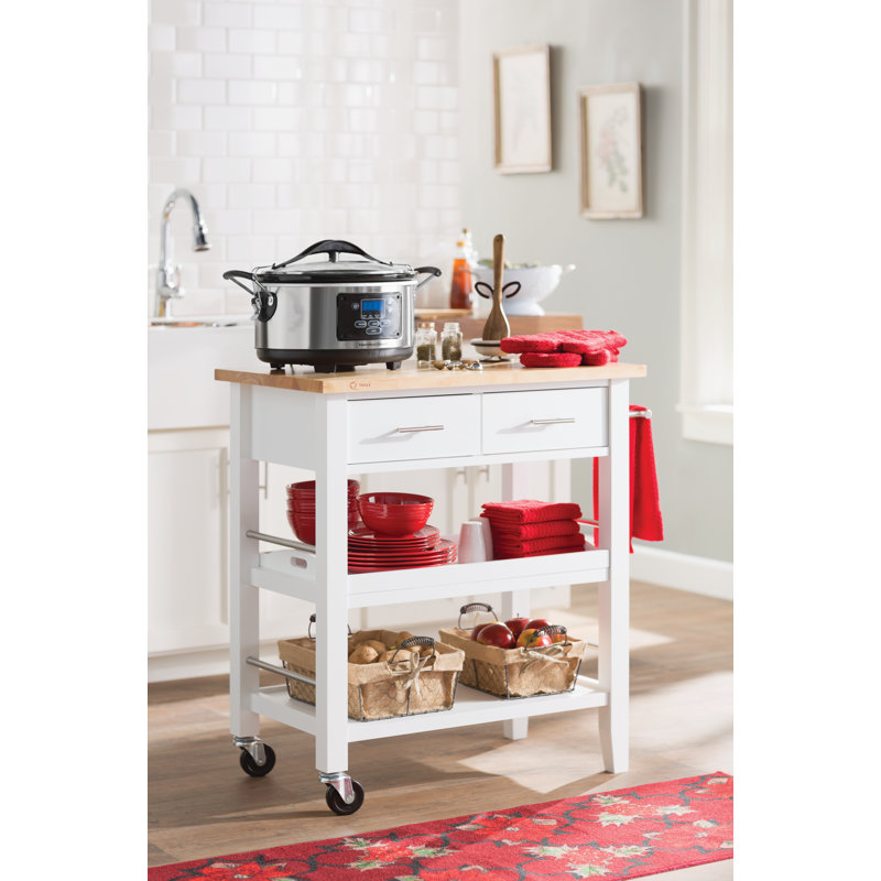 Trinity 30'' Wide Rolling Kitchen Cart with Solid Wood Top & Reviews ...