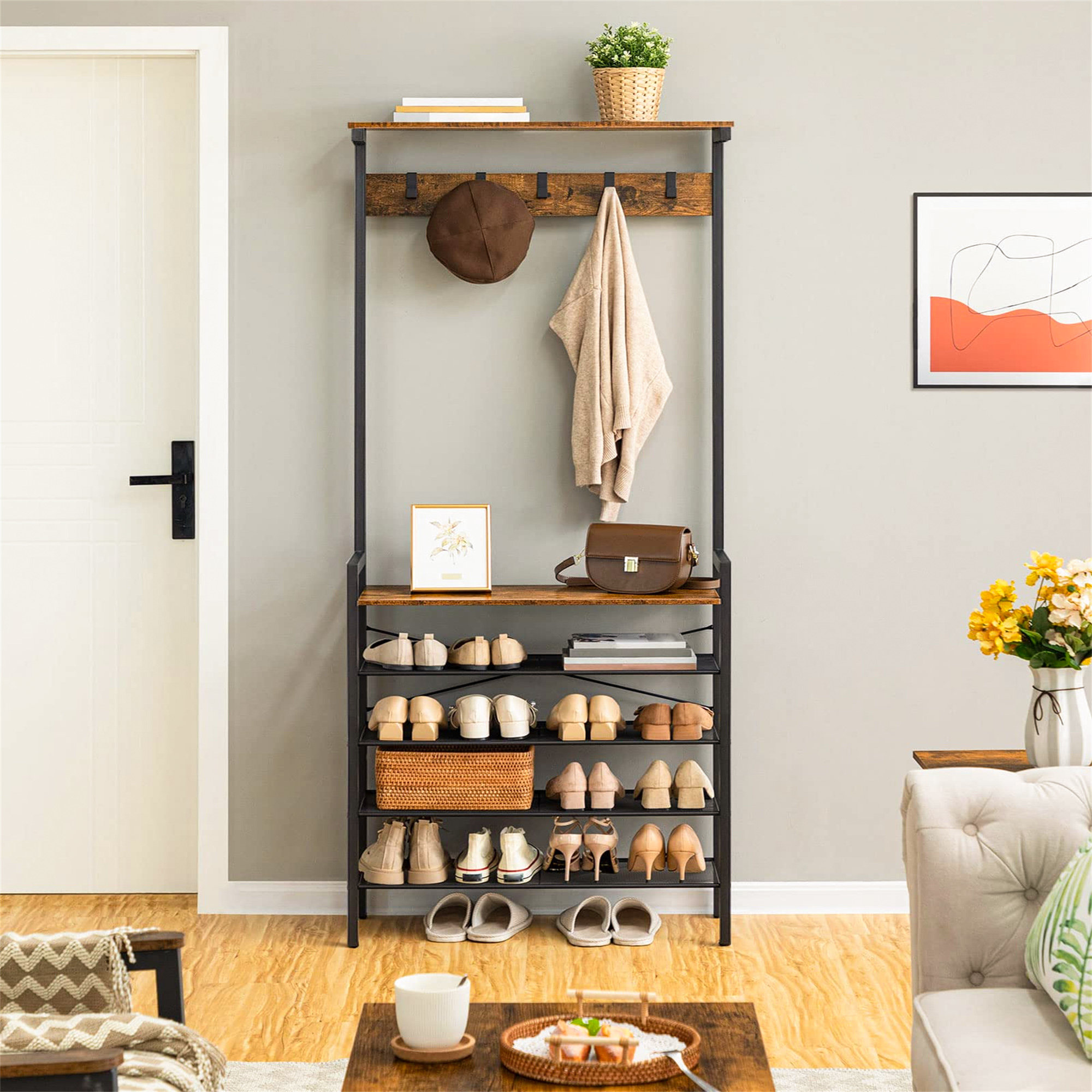 Williston Forge Articombe Iron Hall Tree with Shoe Storage | Wayfair.co.uk