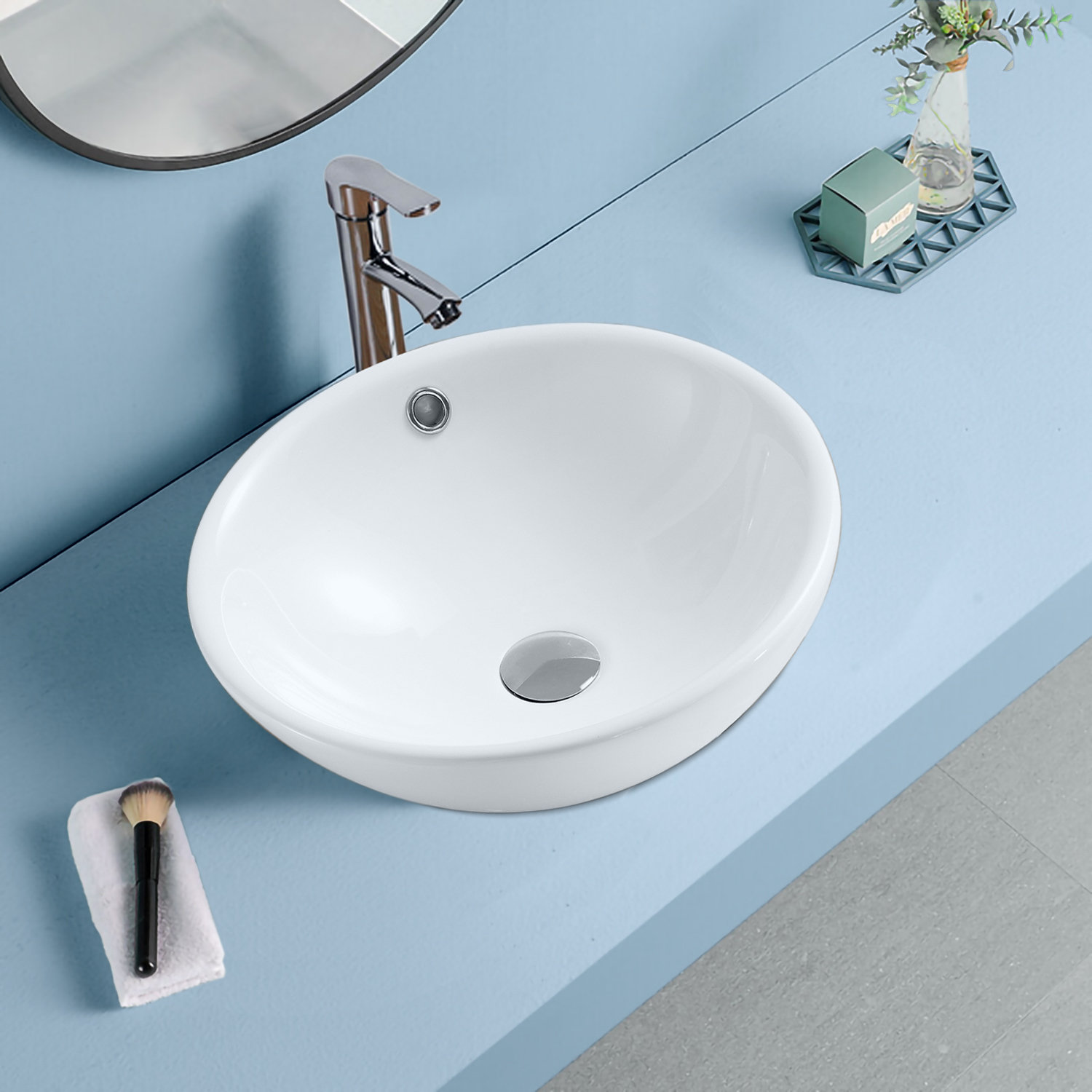 DSH HOMES White Ceramic Circular Vessel Bathroom Sink | Wayfair