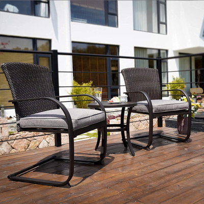 Grand Patio Outdoor Patio Seating Conversation Set Spring Motion Wicker ...