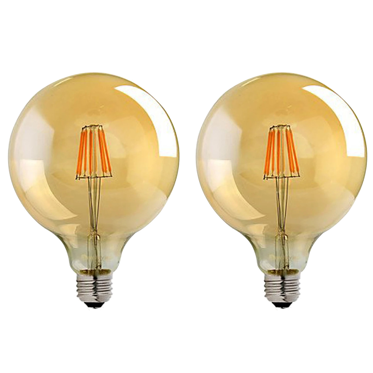LEDSone 8W E27 Dimmable LED Vintage Edison Globe Light Bulb Amber (Set ...
