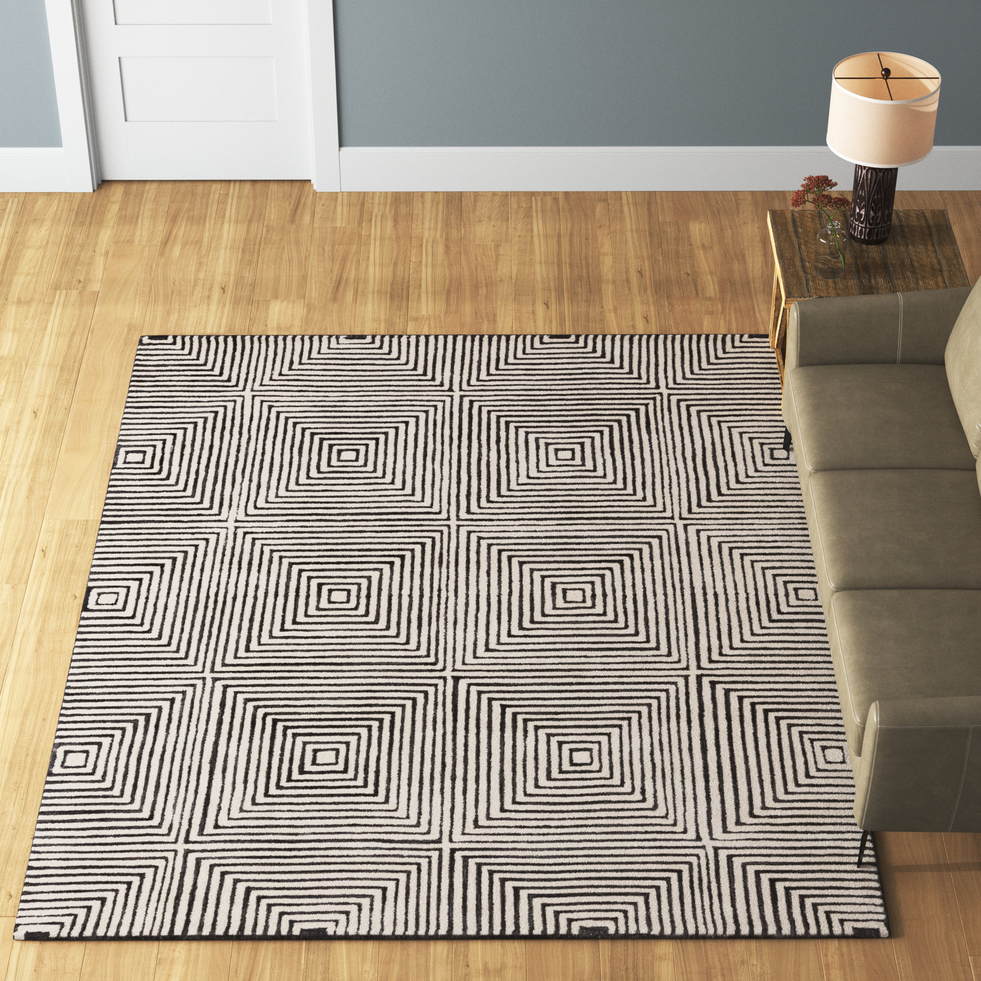 Foundstone™ Erick Handmade Wool Black / Beige Rug & Reviews | Wayfair