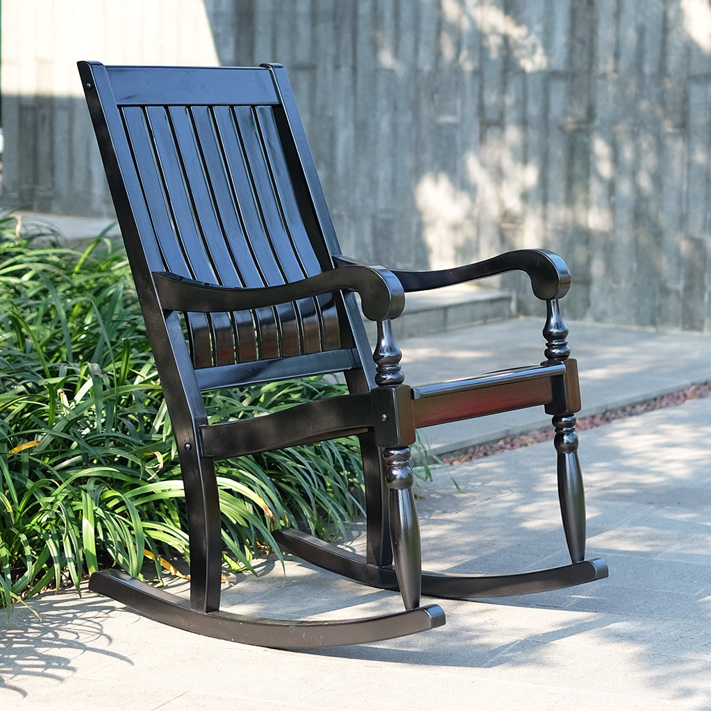 August Grove® Outdoor Oisin Rocking Solid Wood Chair & Reviews | Wayfair