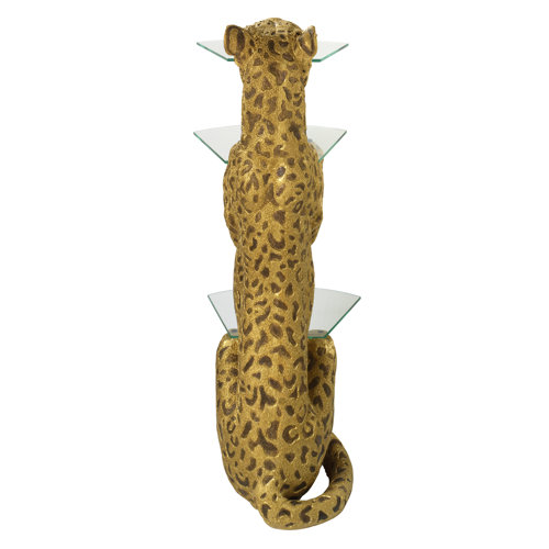 Design Toscano 42" Tall Royal Cheetah Glass End Table | Wayfair