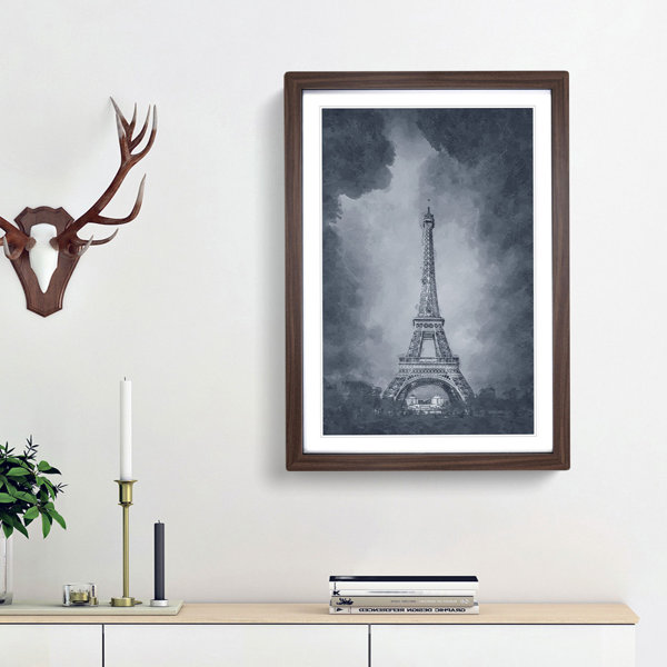 East Urban Home A Moody Eiffel Tower in Paris France - Picture Frame ...