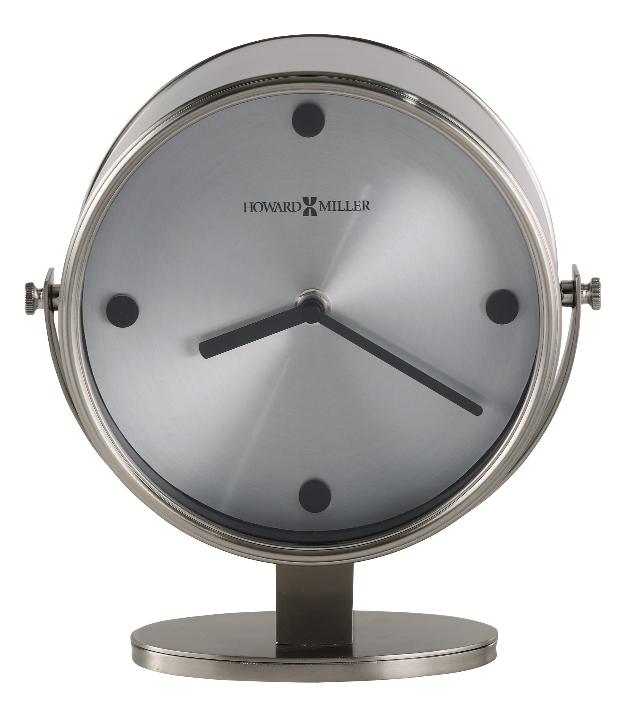 Howard Miller Glen Analog Metal Tabletop Clock in Gray/Satin Nickel ...