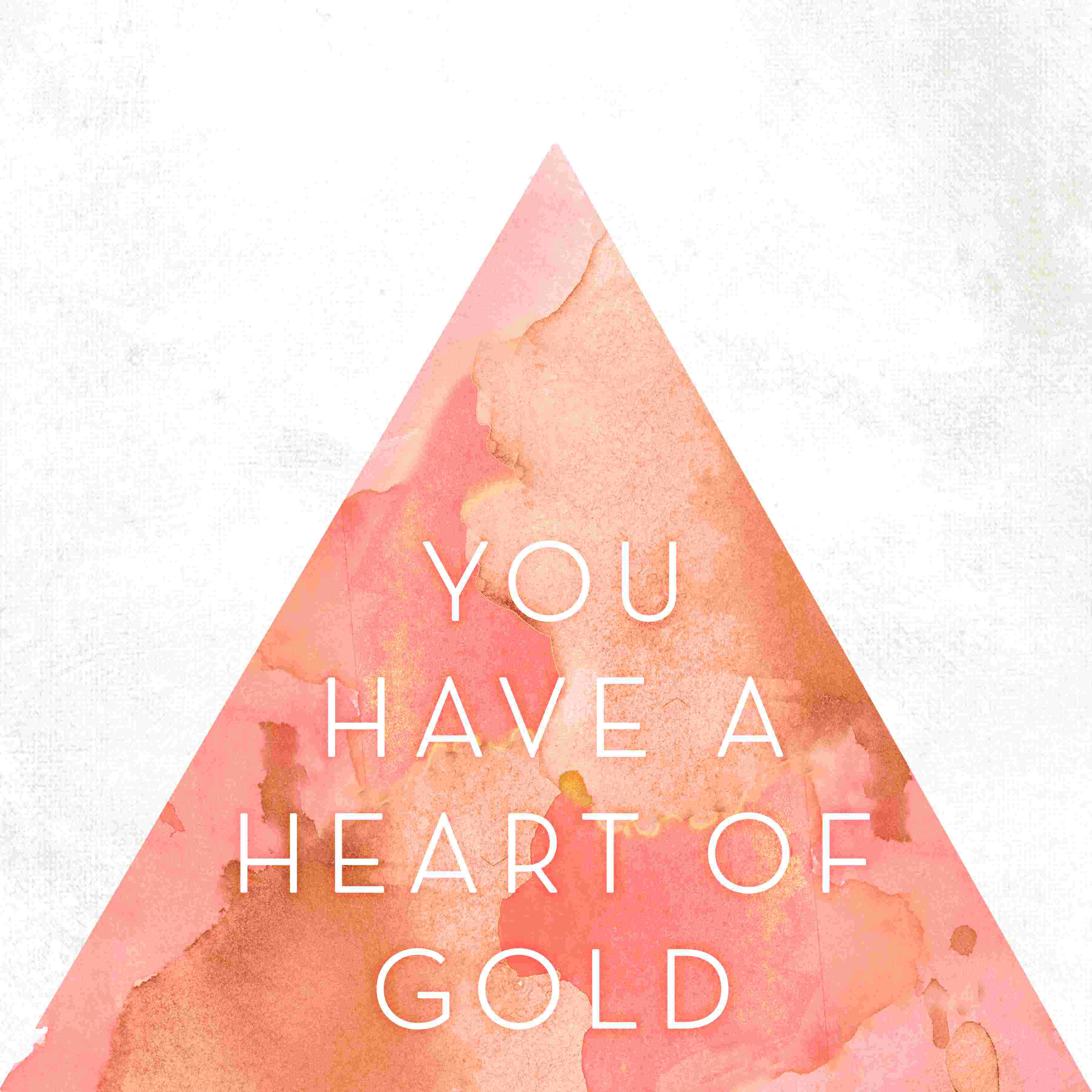 Trinx Heart Triangle Gold - Wrapped Canvas Print | Wayfair