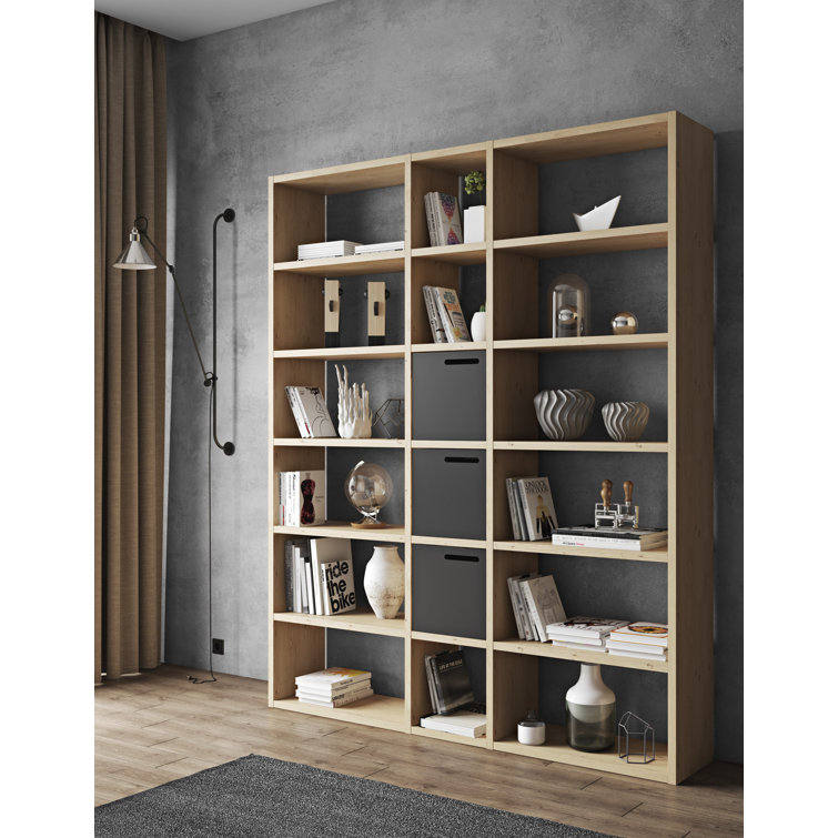 Wade Logan® Araeya 88'' H x 71.65'' W Solid Wood Geometric Bookcase ...