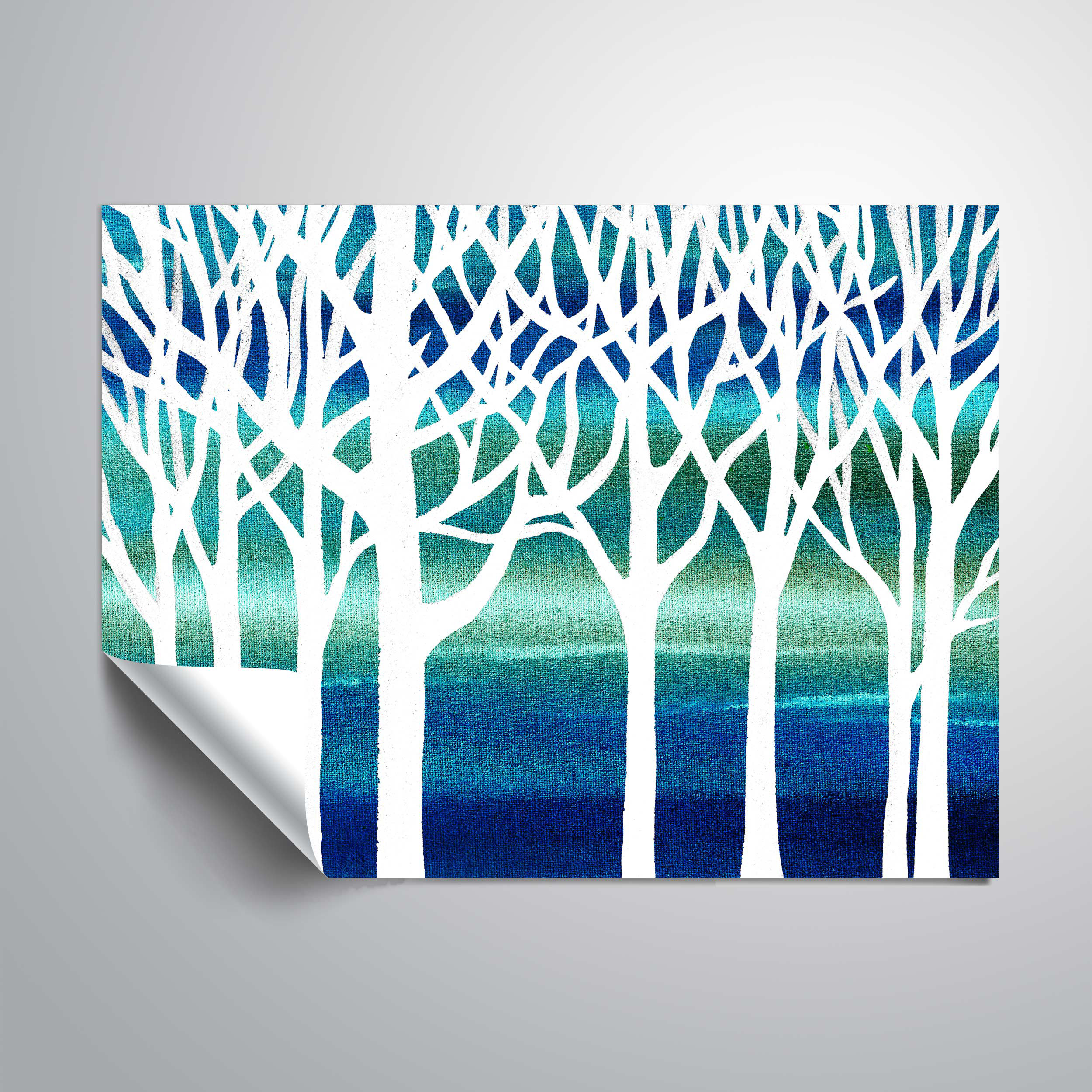 Ebern Designs Maybank Forest Teal Blue Watercolor Removable Wall Decal ...