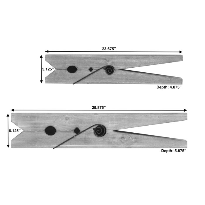 Gracie Oaks Cox Clothespin 2 Piece Wall Shelf Set & Reviews | Wayfair