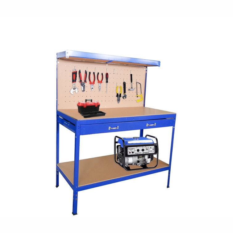 WFX Utility Neo Blue Workbench Heavy-Duty Steel Pegboard Drawer ...