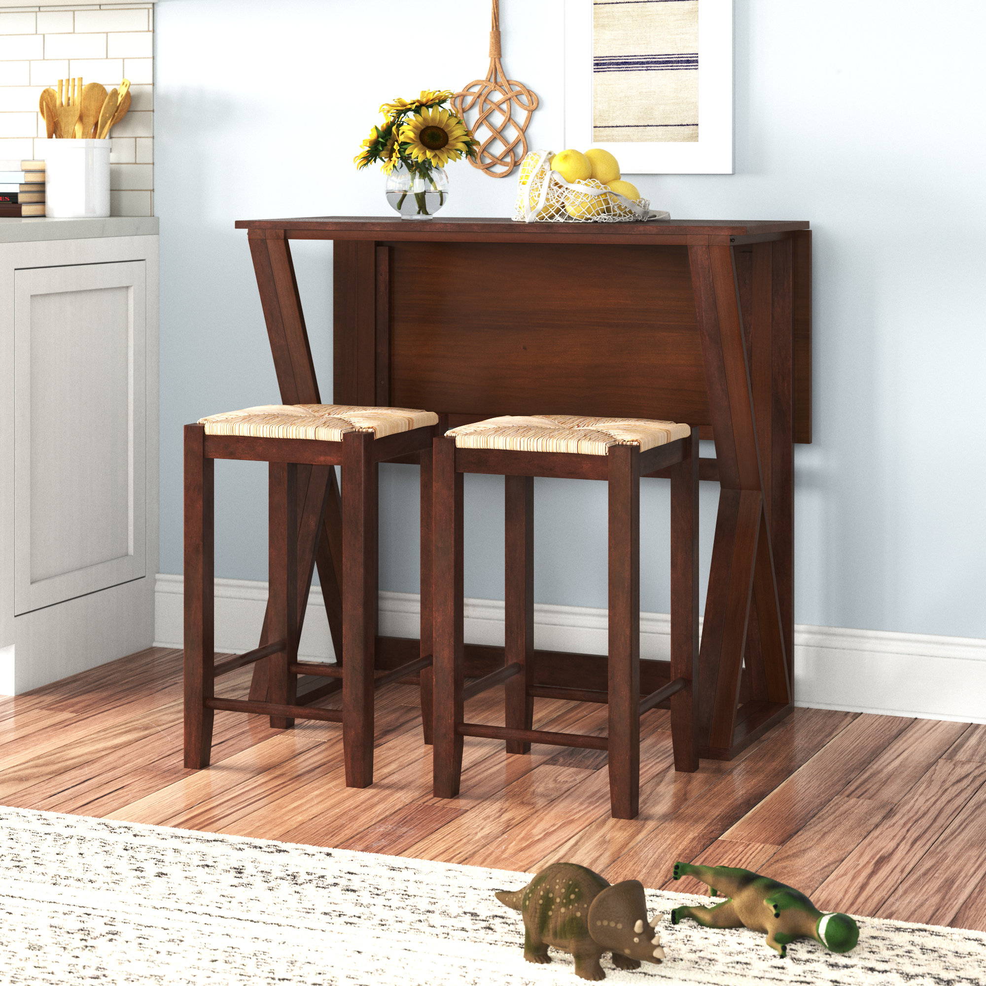 Andover Mills™ Admiranda Counter Height Drop Leaf Solid Wood Dining Set ...