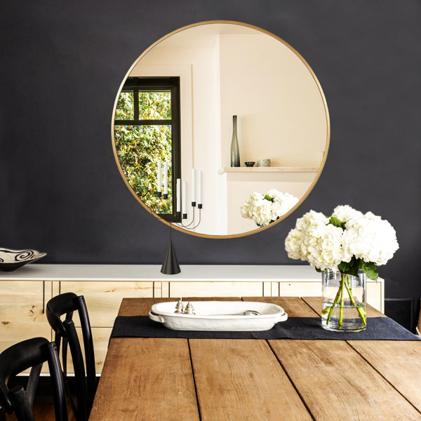 Mercer41 Round Wall Mirror 32 Inch Large Gold Circle Mirror For ...