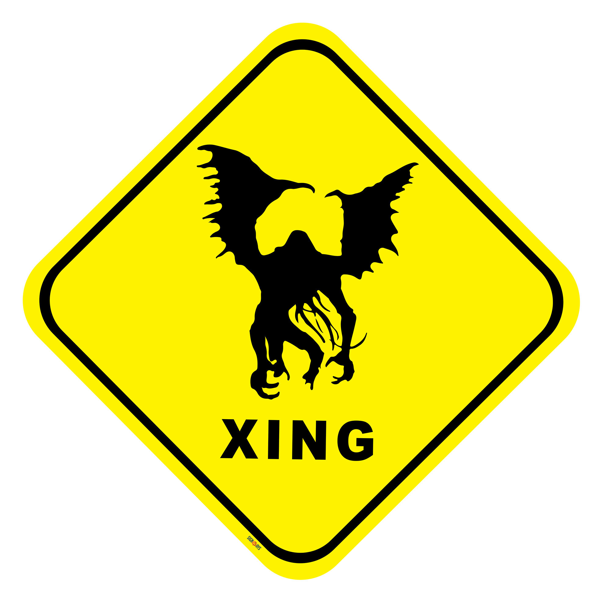 The Holiday Aisle® Dragi Cthulhu Crossing Reflective Sign | Wayfair