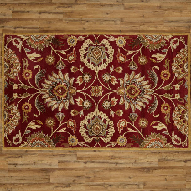 Birch Lane™ Arden Handmade Wool Dark Brown/Garnet Rug & Reviews | Wayfair