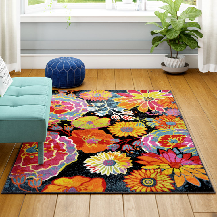 Winston Porter Lorene Floral Yellow Area Rug & Reviews | Wayfair