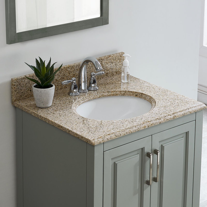 Tile & Top 25'' Granite Single Bathroom Vanity Top in Polished Stone ...