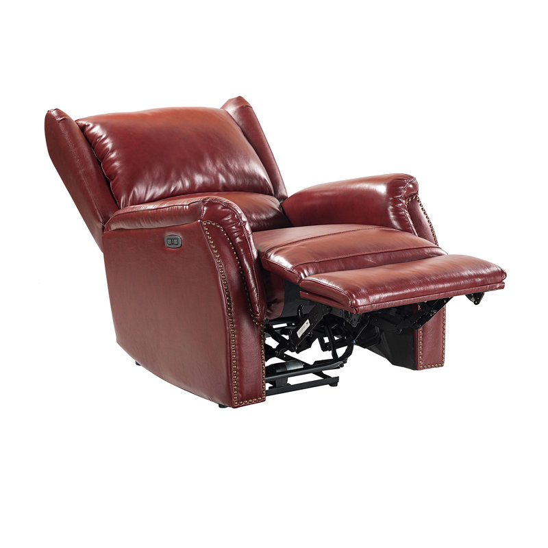 Red Barrel Studio® Domingo Genuine Leather Power Recliner With Wingback ...